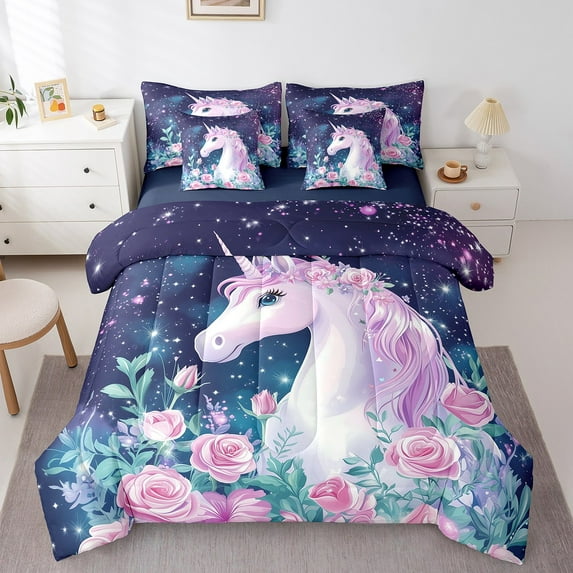 Feelyou 3D Magic Unicorn Bedding Comforter Set 7pcs for Teen, Romantic ...