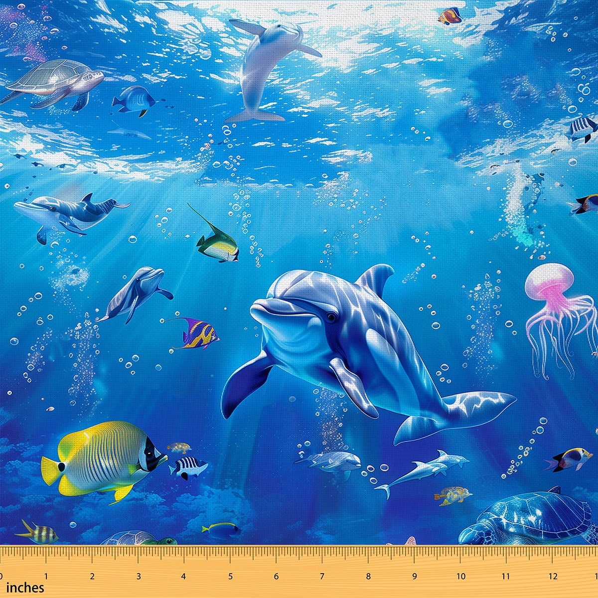 Feelyou 3D Ocean Dolphin Fabric by the Yard 2 Yards for Kids, Kawaii ...