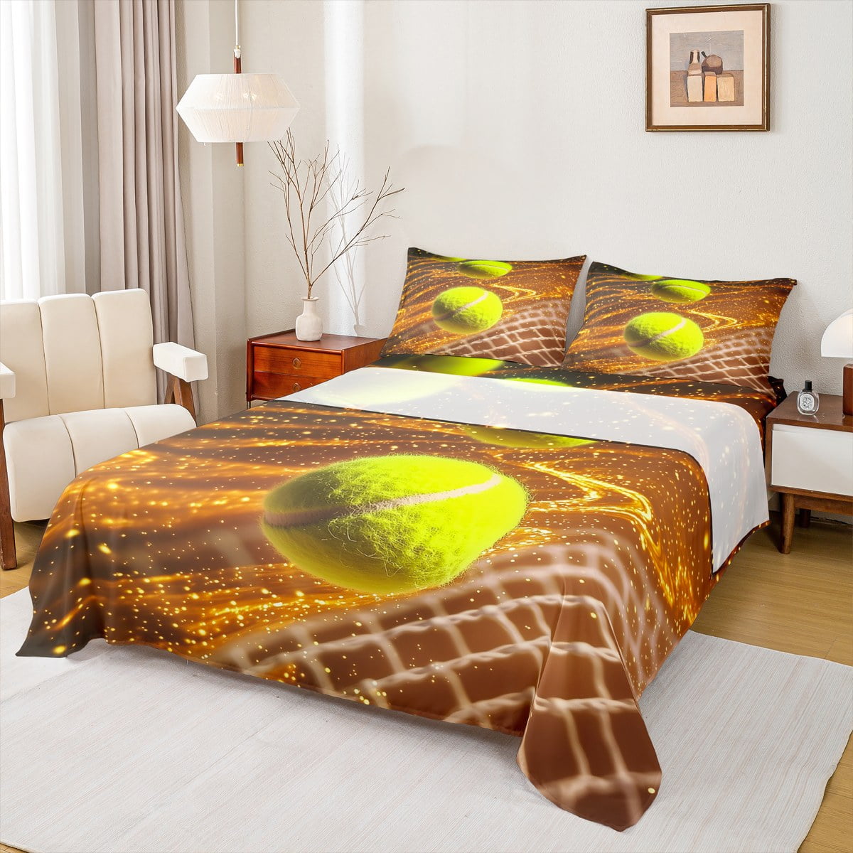 Feelyou 3D Tennis Bed Sheets for Boys Girls, Kids Sports King Sheets, Ball Gamer Gaming Sheet ...
