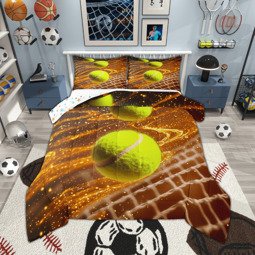 Feelyou 3D Tennis Queen Comforter Set for Boys Girls, Kids Sports Bedding Sets, Ball Gamer ...