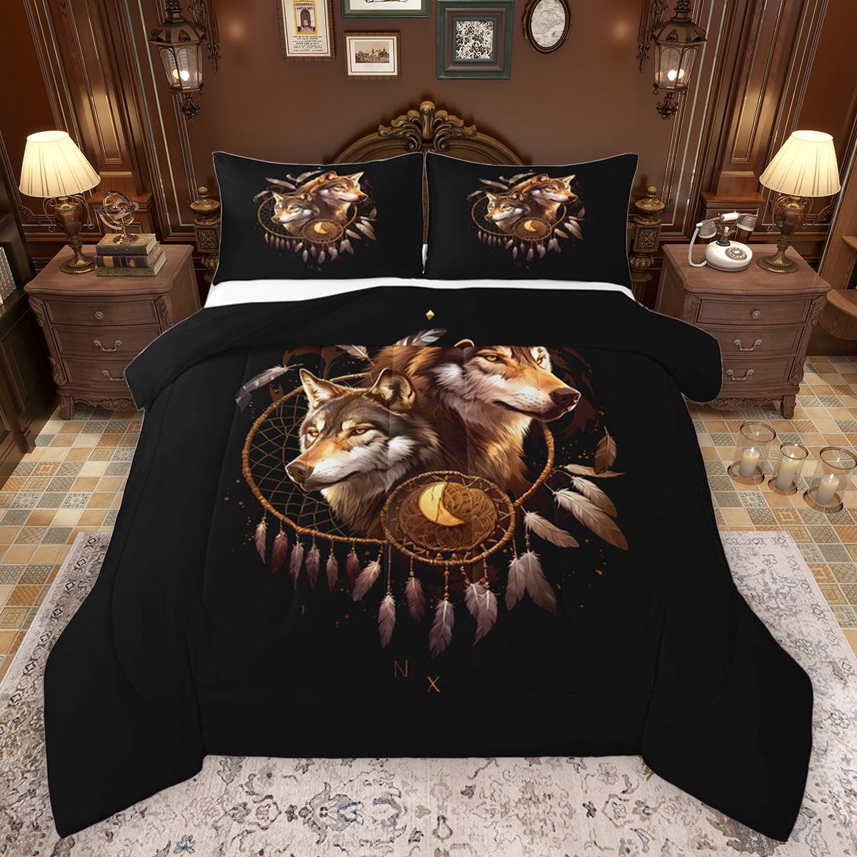 Feelyou 3D Tribal Wolf Full Size Comforter Sets for Kids, Western Dream ...