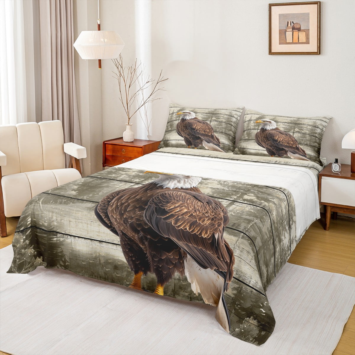 Feelyou 3D Wild Eagle Full Size Sheets, Animal Bird Bed Sheets, Gray ...