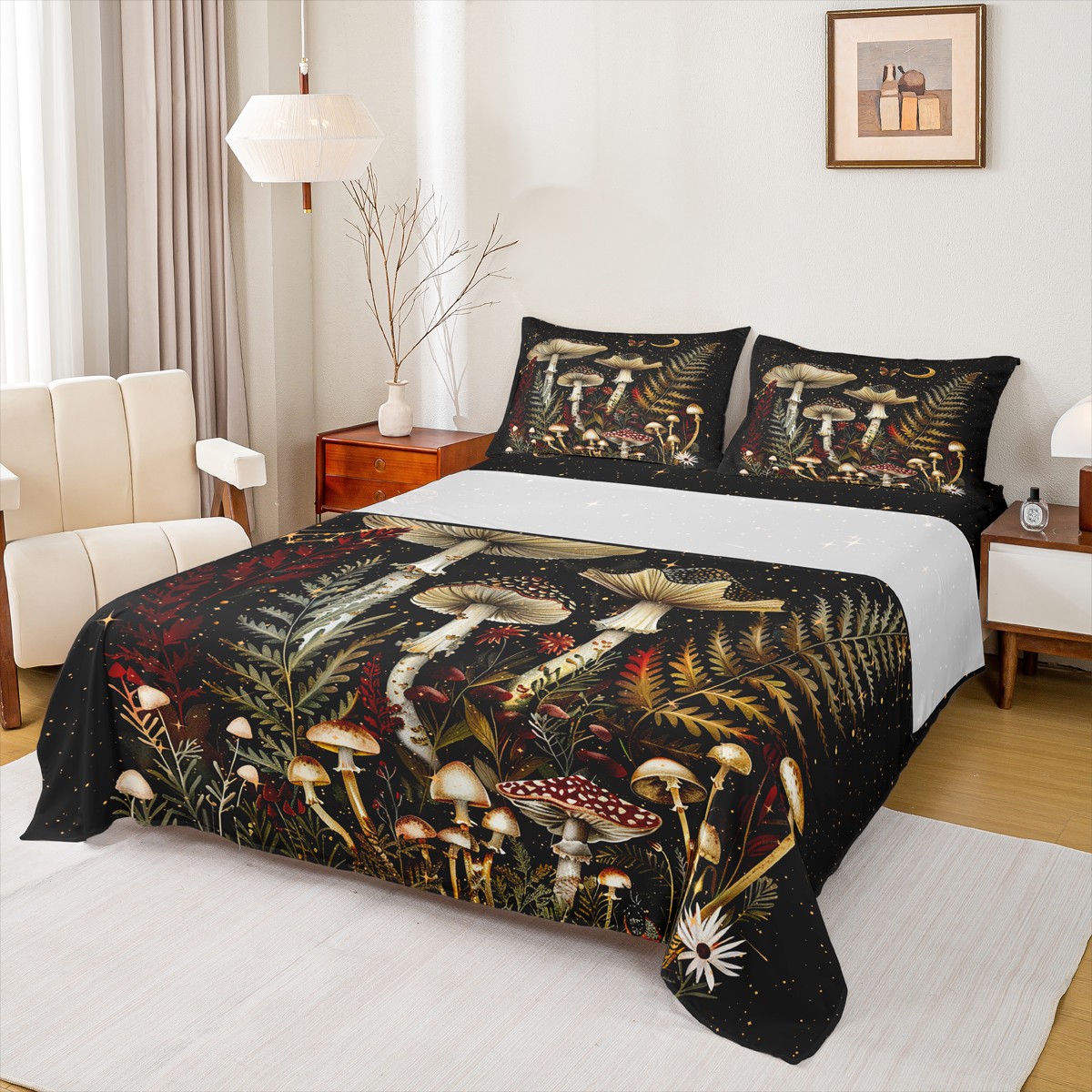 Feelyou 3D Wild Mushroom Full Size Sheets, Tropical Plants Bed Sheets ...
