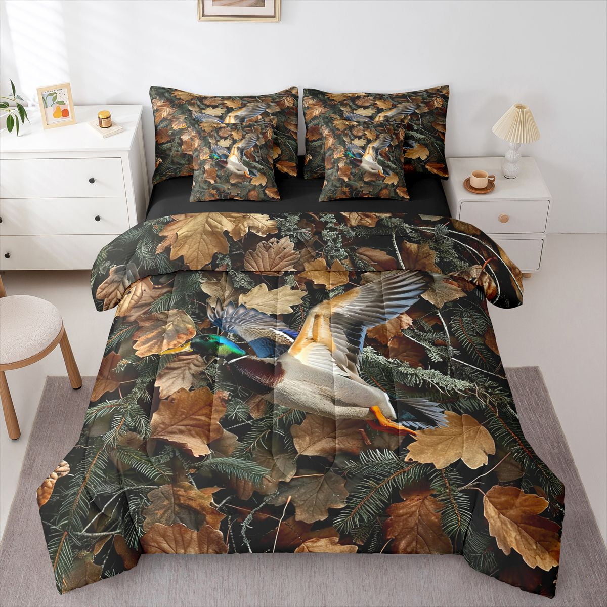 Feelyou 3D Wildlife Duck Bedding Comforter Set 7pcs, Leaf Branches King ...