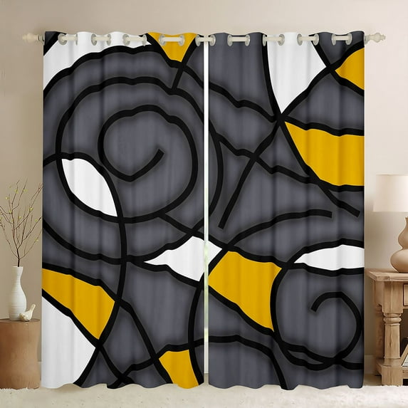 Feelyou Abstract Curtains Pack of 2 (42x84 Each), Grey Cycle Stripes ...
