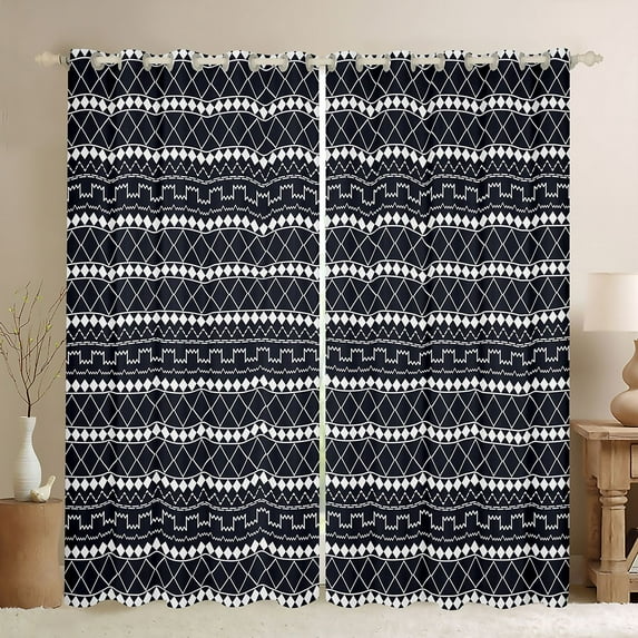 Feelyou Abstract Ombre Black Out Curtains, Navy Rectangle Curtains Pack ...