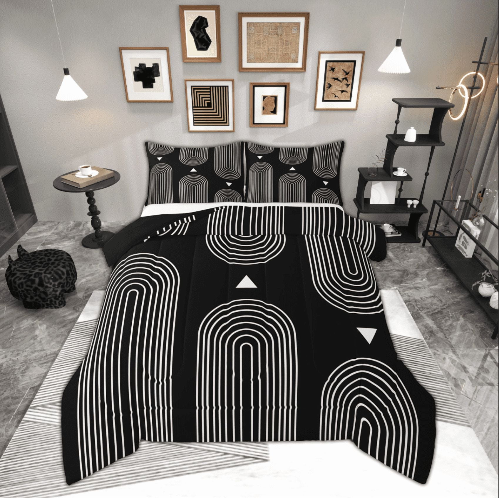 Feelyou Abstract Stripes Full Size Comforter Sets, Vintage Geometric ...