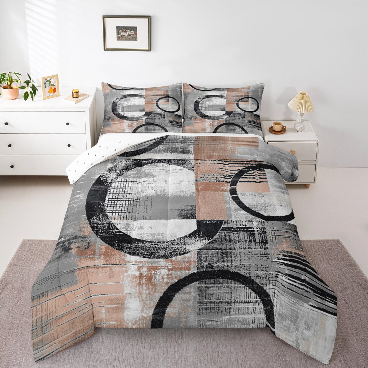 Feelyou Adult Abstract Geometric Full Size Comforter Sets, Mid Century ...