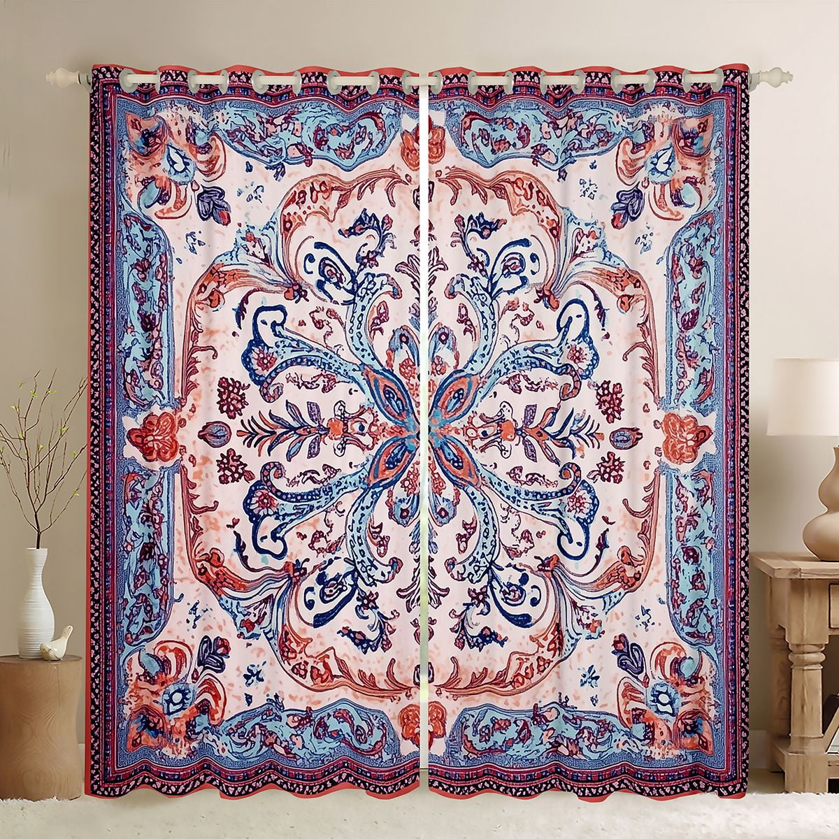 Feelyou Adult Bohemian Damask Blackout Curtains Set of 2 (52x84 Each ...