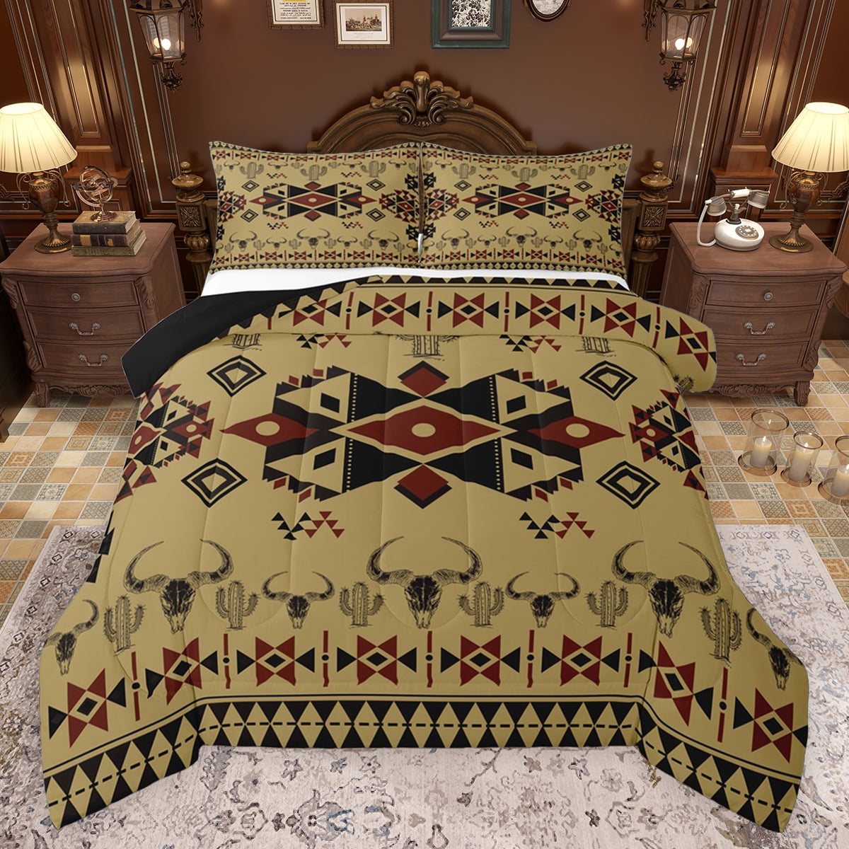 Feelyou Adult Mandala Aztec Bedding Comforter Set, Western Skeleton ...