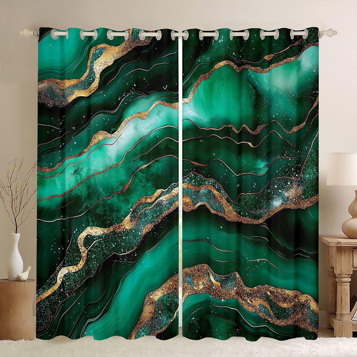 Feelyou Adult Modern Marble Blackout Curtains Set of 2 (52x84 Each ...