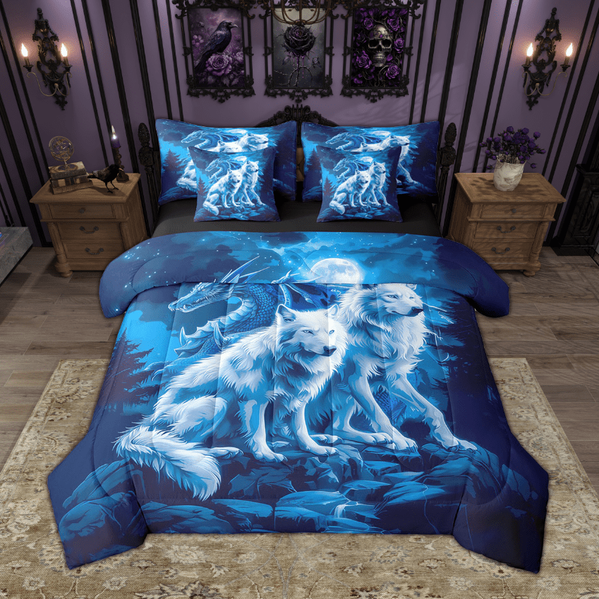 Feelyou Afro Wild Wolf Bedding Comforter Set 7-Piece, Magical Dragon ...