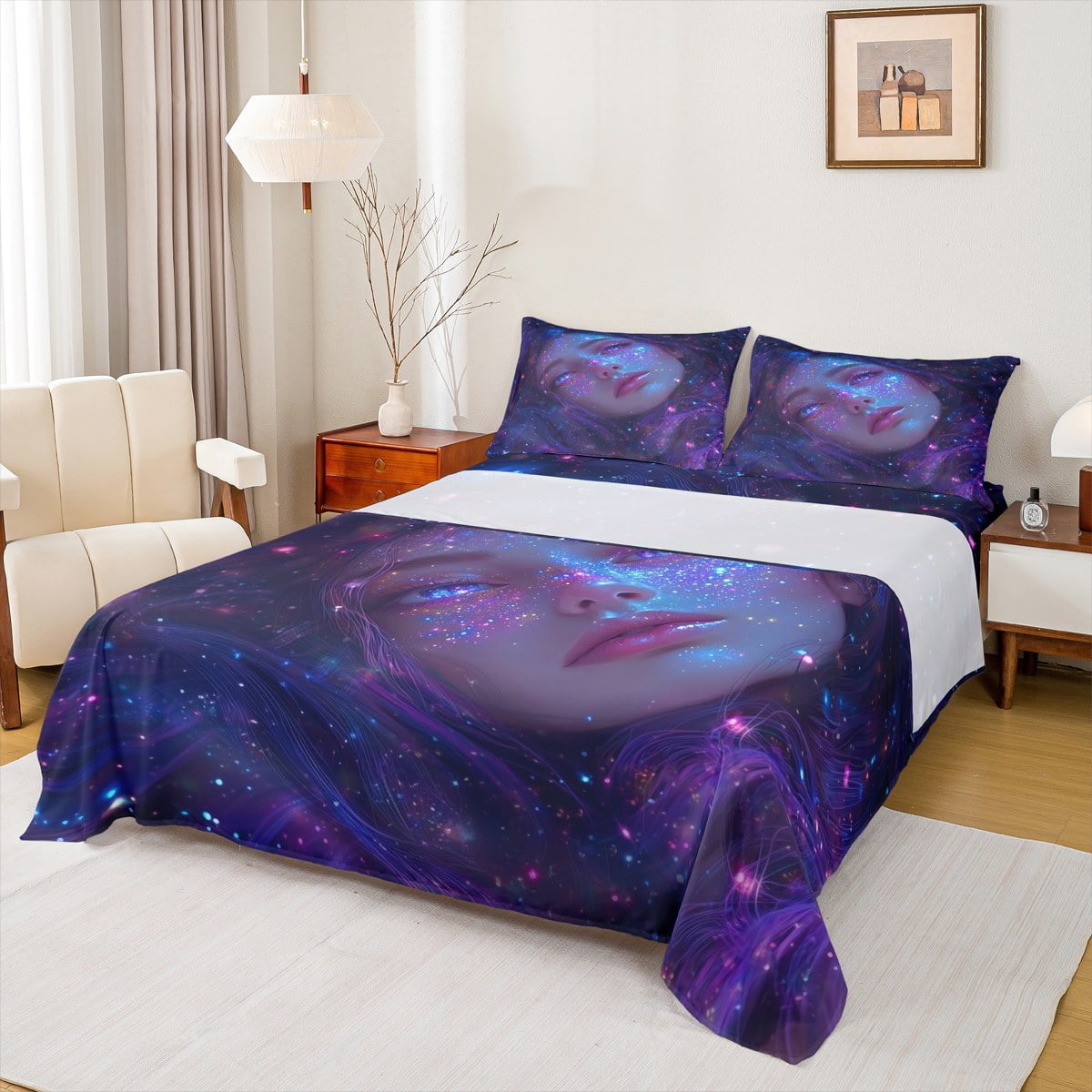 Feelyou Anime Girl Twin Sheet Sets, Aesthetic Purple Twin Fitted Sheet ...