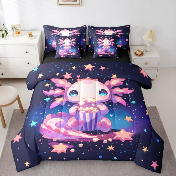 Feelyou Axolotl Animal Bedding Comforter Set 7pcs, Starry Sky Stars ...