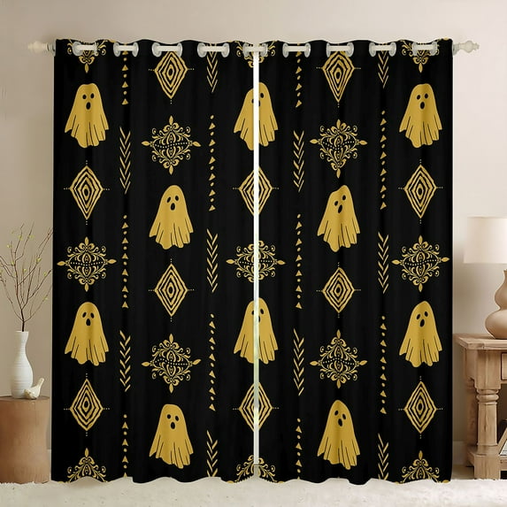 Feelyou Aztec Damask Curtains Pack of 2 (42x84 Each), Tribal Boho Ghost ...