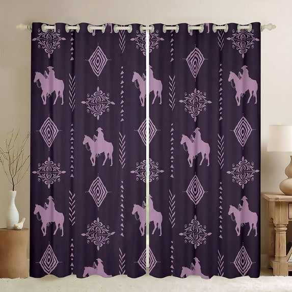 Feelyou Aztec Damask Curtains Pack of 2 (52x84 Each), Cowgirl Cowboy ...