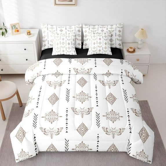 Feelyou Aztec Damask Floral Comforter Set 7pcs, Gothic Boho Moth Skull ...