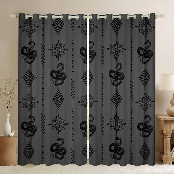 Feelyou Aztec Damask Flower Curtains Pack of 2 (42x84 Each), Boho Snake ...
