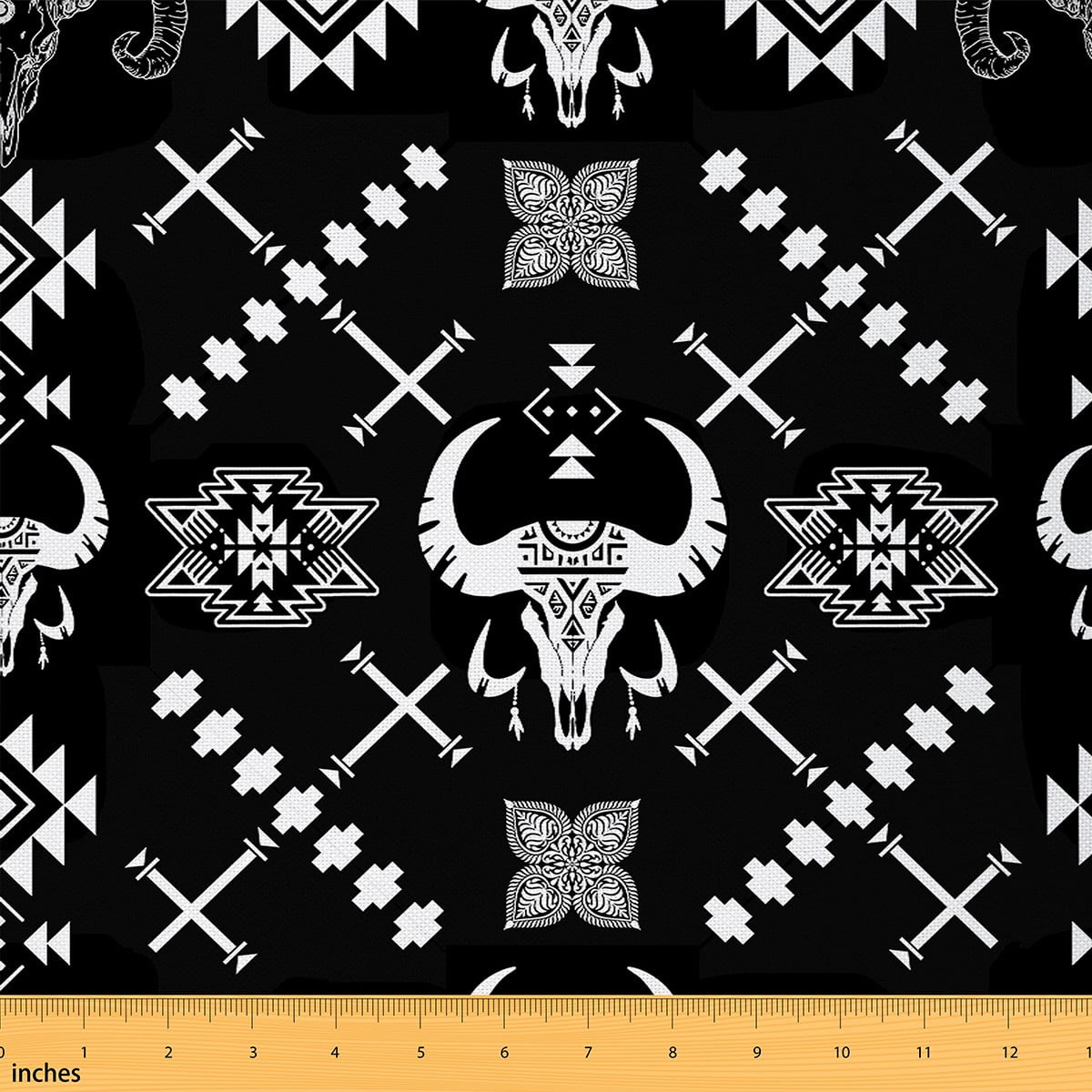 Feelyou Aztec Fabric by the Yard 10 Yards for Adult, Western Skeleton ...