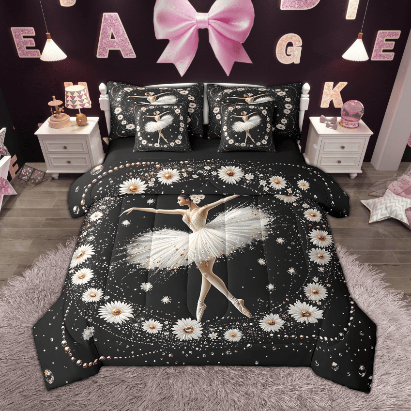 Feelyou Ballet Girl Bedding Comforter Set 7pcs, Princess Ballerina King ...