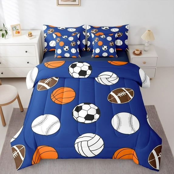 Feelyou Baseball Football Bedding Comforter Set 7pcs, Ball Sport Gaming ...