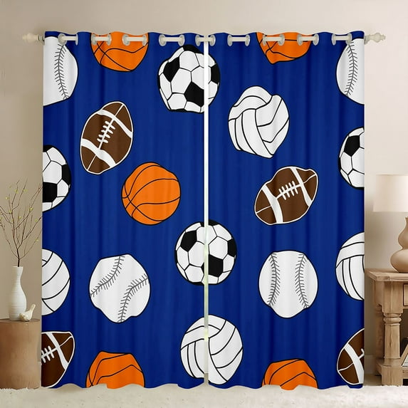 Feelyou Baseball Football Black Out Curtains, Ball Gaming Curtains Pack ...