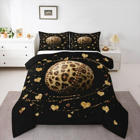Feelyou Baseball Gaming Twin Comforter Sets, Cheetah Print Bedding Set ...