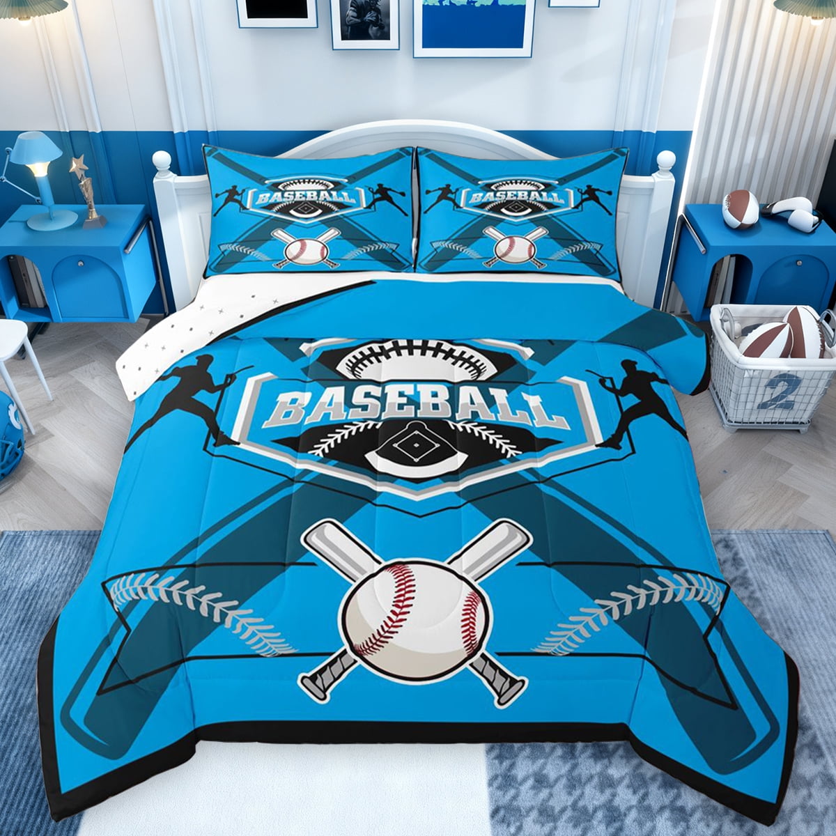 Feelyou Baseball Player Kids Full Size Comforter Sets, Modern Ball Game ...