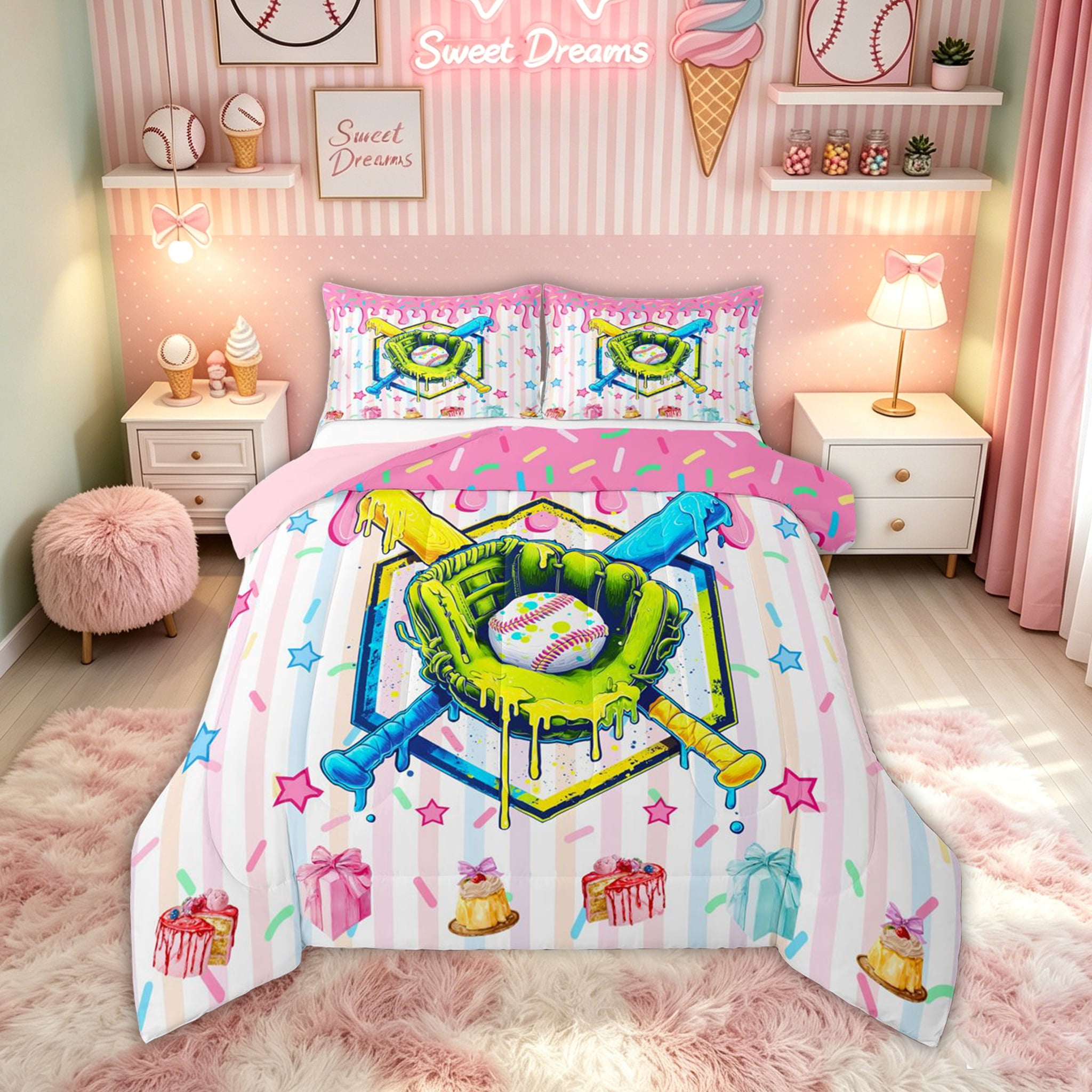 Feelyou Baseball Sport Bat Glove Full Size Comforter Sets for Kids ...