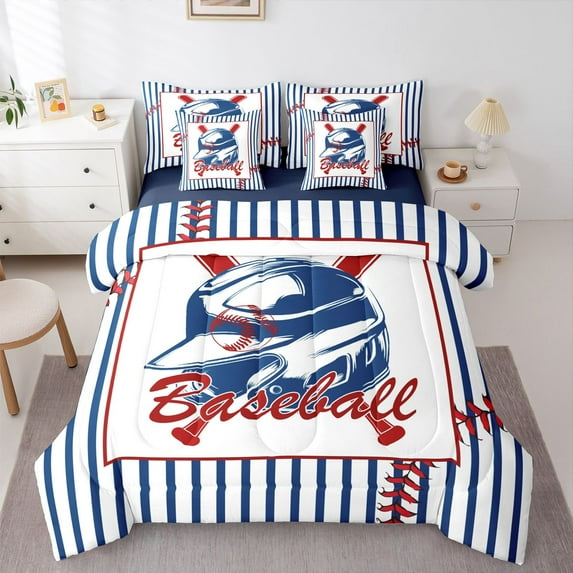Feelyou Baseball Sports Bedding Comforter Set 7pcs, Cute Cartoon Theme ...