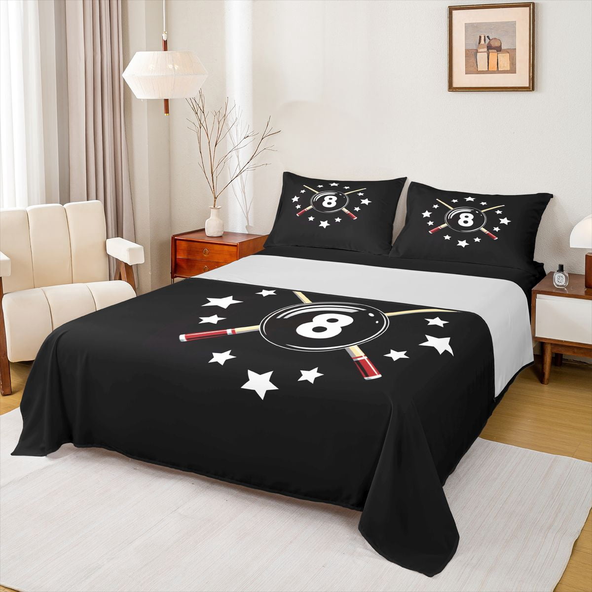 Feelyou Billiards Sports Lover Bed Sheets, Cartoon Stars Print King ...