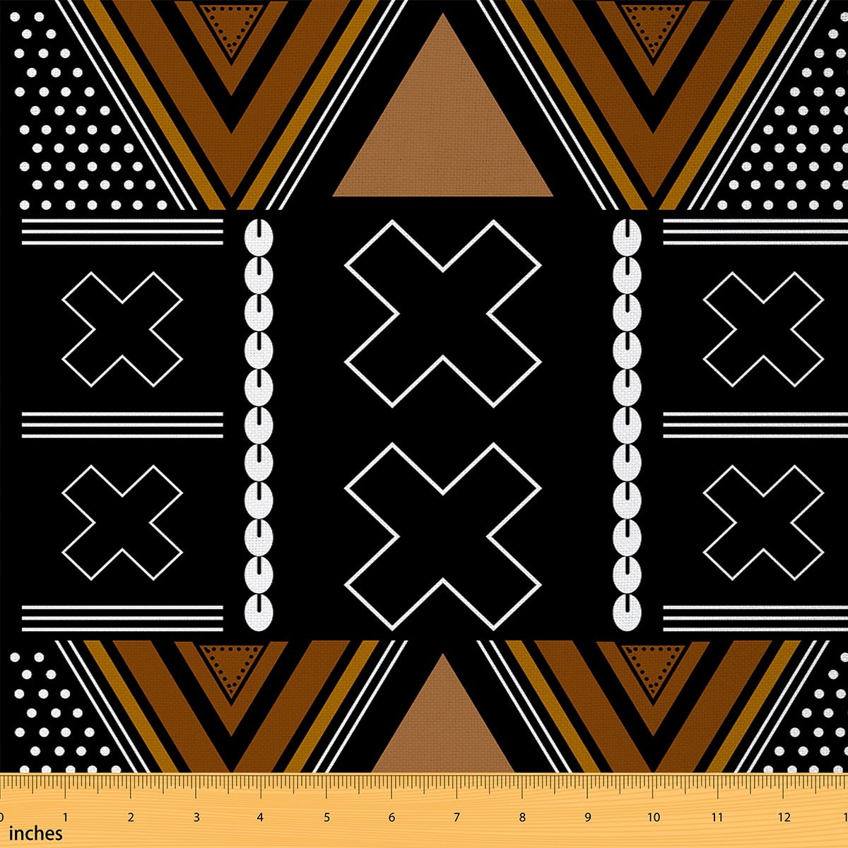 Feelyou Black Brown Stipes Fabric by the Yard 2 Yards, Tribal Abstract ...