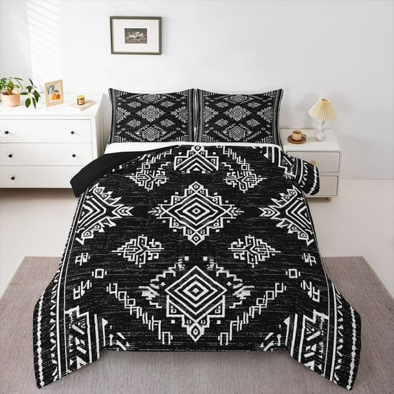 Feelyou Black Damask Flower Full Size Comforter Sets, Retro Mandala ...