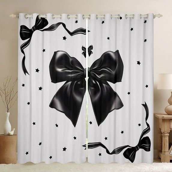 Feelyou Black Princess Bow-tie Curtains Pack of 2 (42x84 Each) for Kids ...