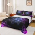 Feelyou Black Purple Damask Full Size Sheets, Bohemian Mandala Flower ...