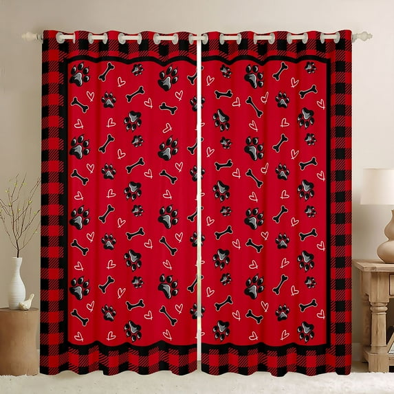 Feelyou Black Red Plaid Blackout Curtains Set of 2 (52x84 Each), Animal ...