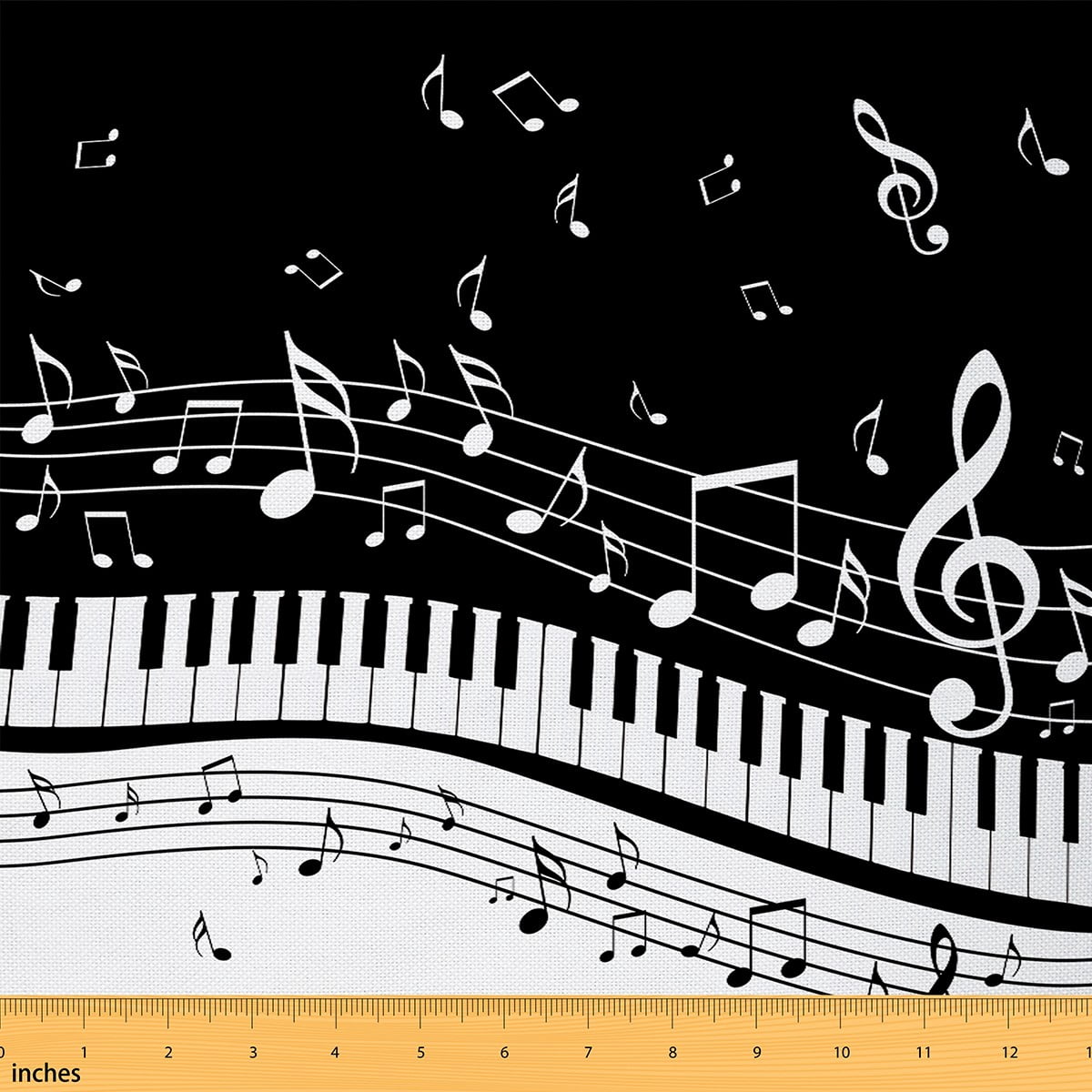 Feelyou Black White Piano Fabric by the Yard 1 Yard for Kids, Melody ...