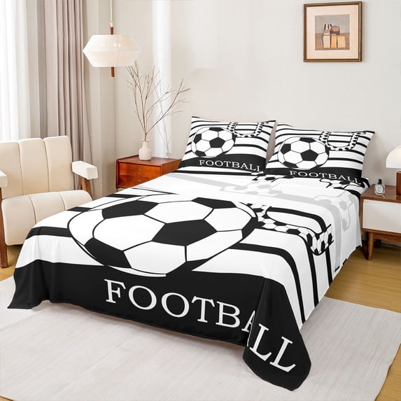 Feelyou Black White U Letter King Sheets for Kids, Honeycomb Football ...