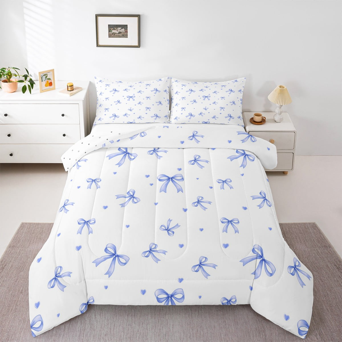 Feelyou Blue Bow-tie Child Full Size Comforter Sets, Kawaii Princess ...
