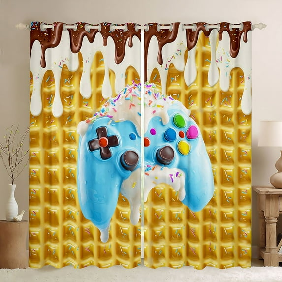 Feelyou Blue Game Console Curtains Pack of 2 (52x84 Each), Ice Cream ...