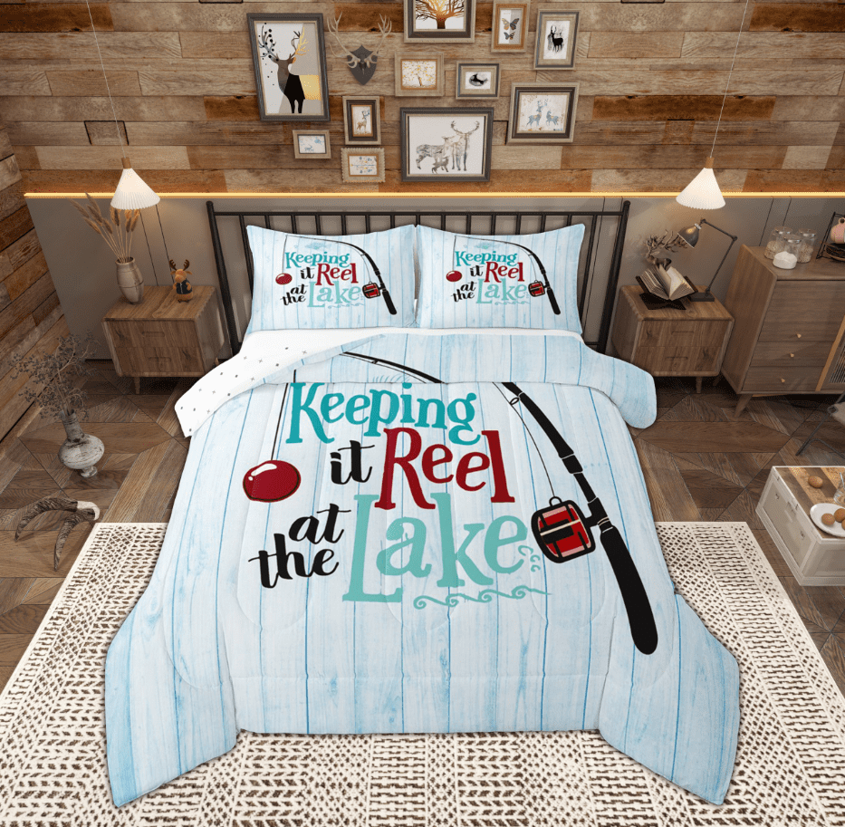 Feelyou Blue Old Barn Door Bedding Comforter Set, Farmhouse Lodge Cabin ...