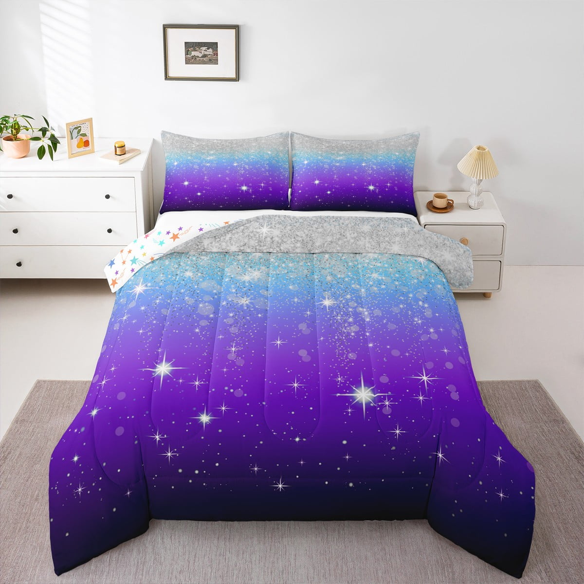 Feelyou Blue Purple Mystic Galaxy Full Size Comforter Sets, Fashion ...