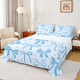 Feelyou Blue Vintage Bow Queen Sheet Sets, Cute Princess Ribbon Bed Set ...