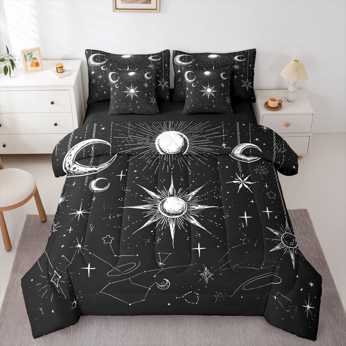 Feelyou Bohemian Sun Child Twin Bedding Sets 7-Piece, Tribal Astrology ...