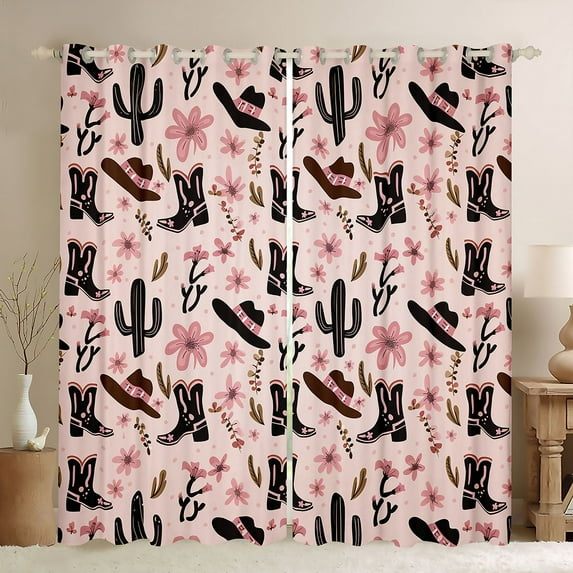 Feelyou Boho Boot Black Out Curtains, Cherry Blossoms Curtains Pack of ...