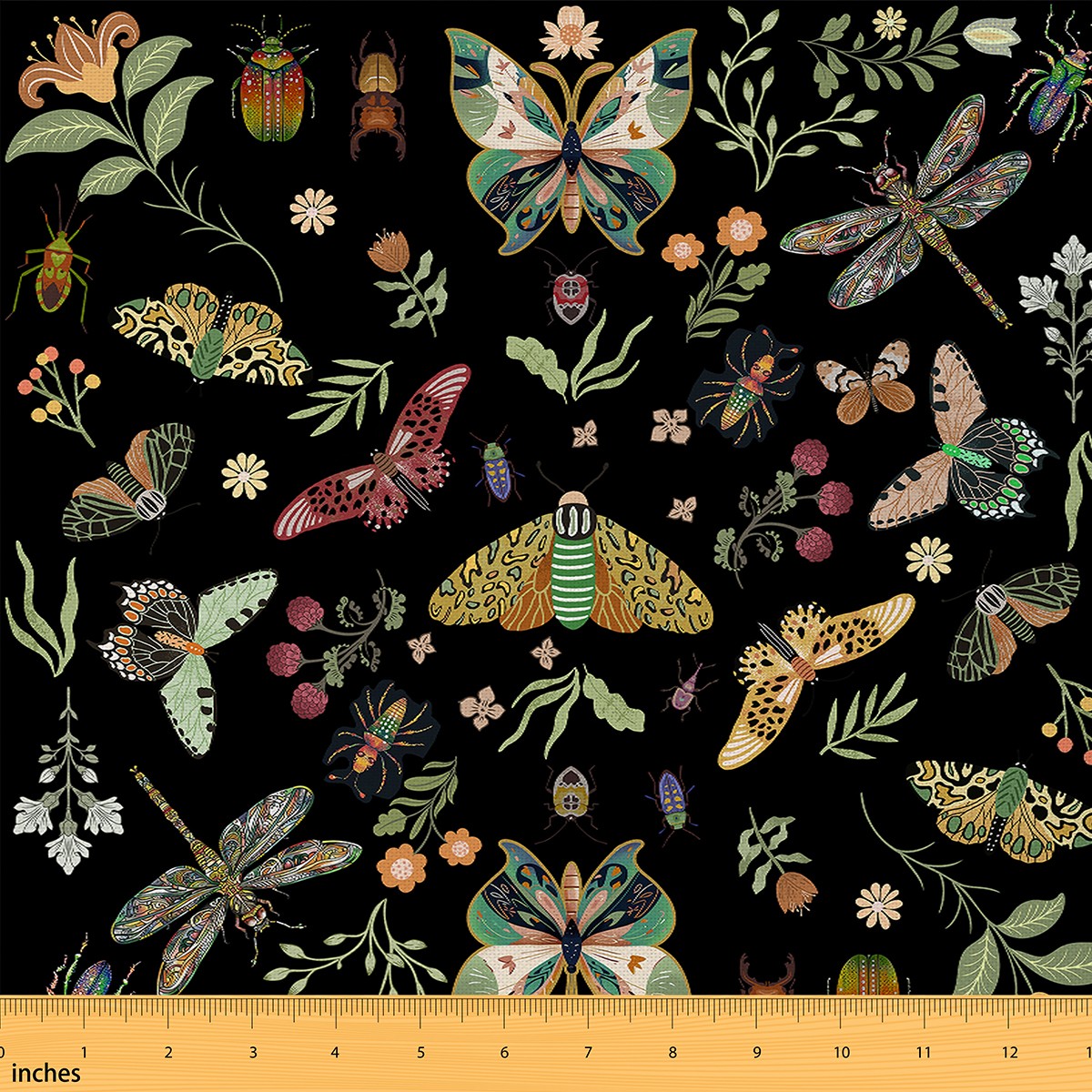 Feelyou Boho Butterfly Moth Fabric by the Yard 1 Yard, Insect Theme ...