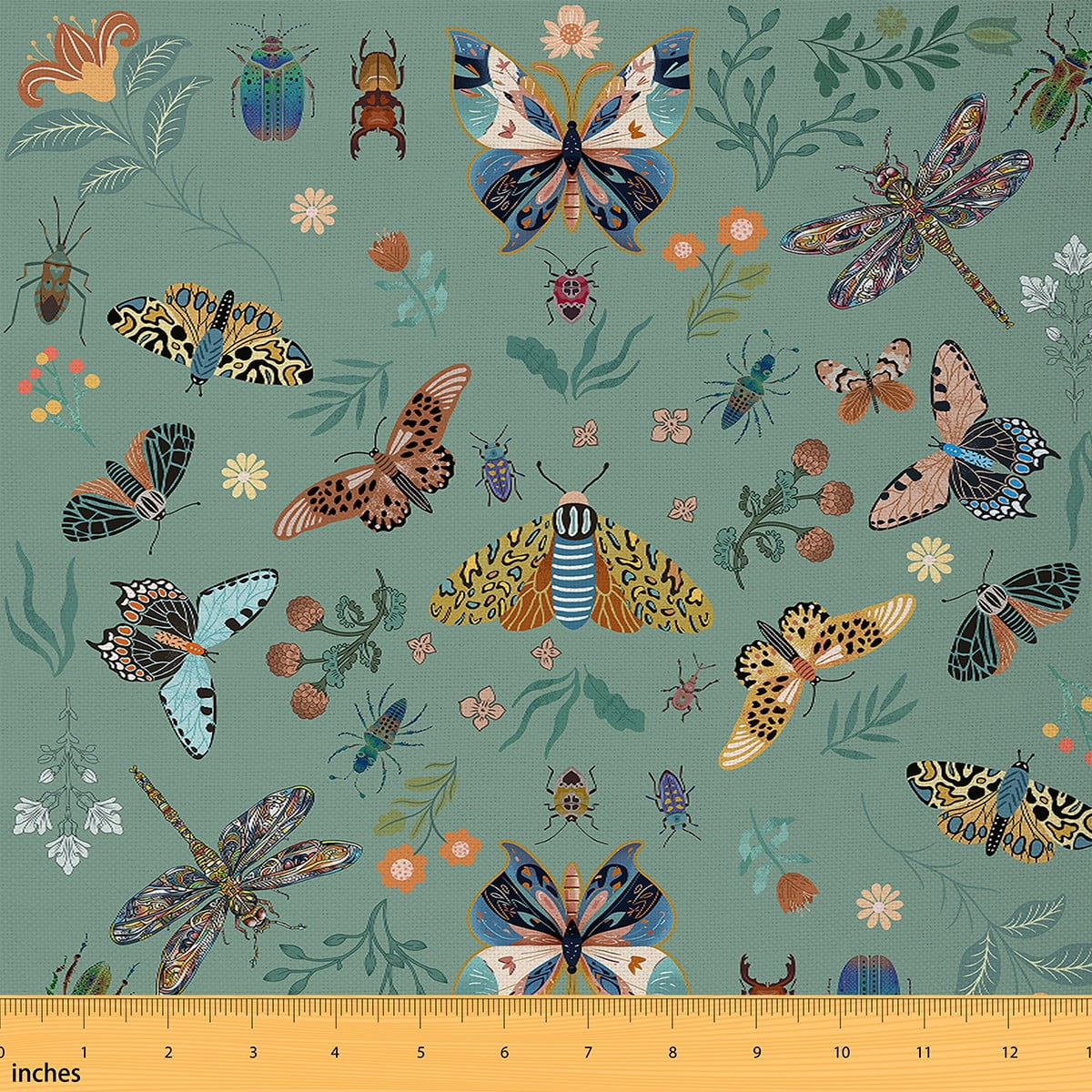 Feelyou Boho Butterfly Moth Fabric by the Yard 2 Yards, Insect Theme ...