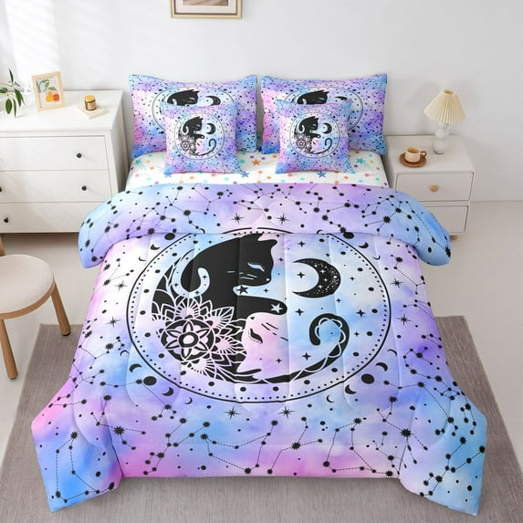 Feelyou Boho Damask Flower Bedding Comforter Set 7pcs, Constellation ...