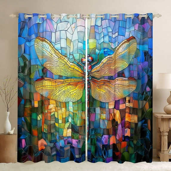 Feelyou Boho Dragonfly Blackout Curtains Set of 2 (52x84 Each), Animal ...