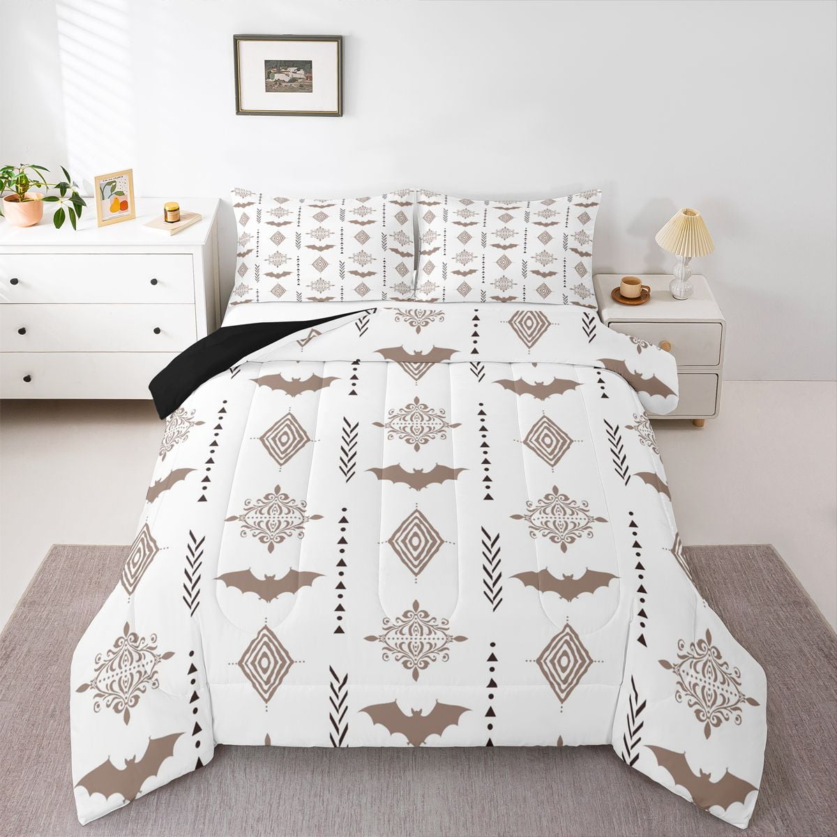 Feelyou Boho Mandala Damask Full Size Comforter Sets, Horror Bat Animal ...